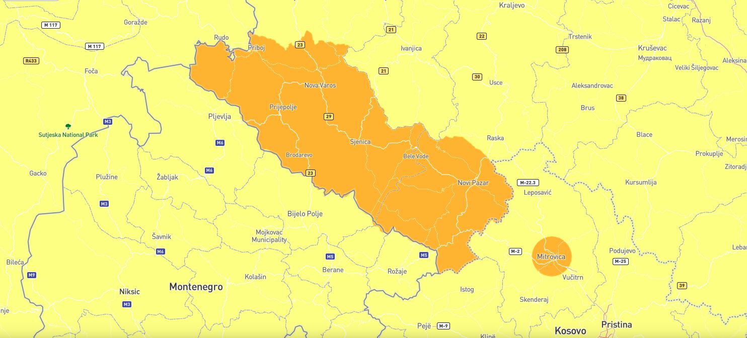 Sandžak prikazan kao jedna od najrizičnijih regija Evrope (MAPA)
